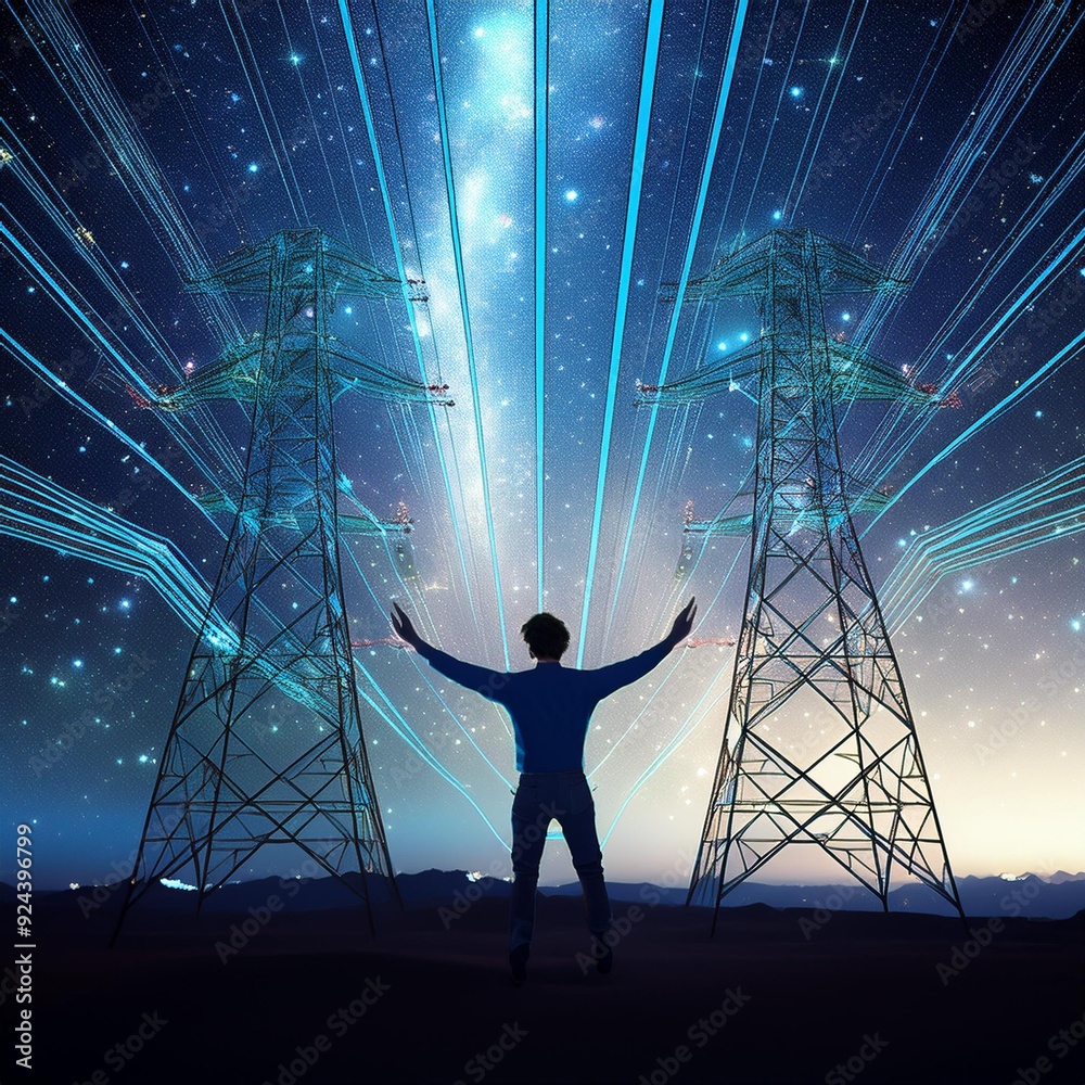 3D Render Of Power Transmission Lines with 3D Digital Visualization of ...