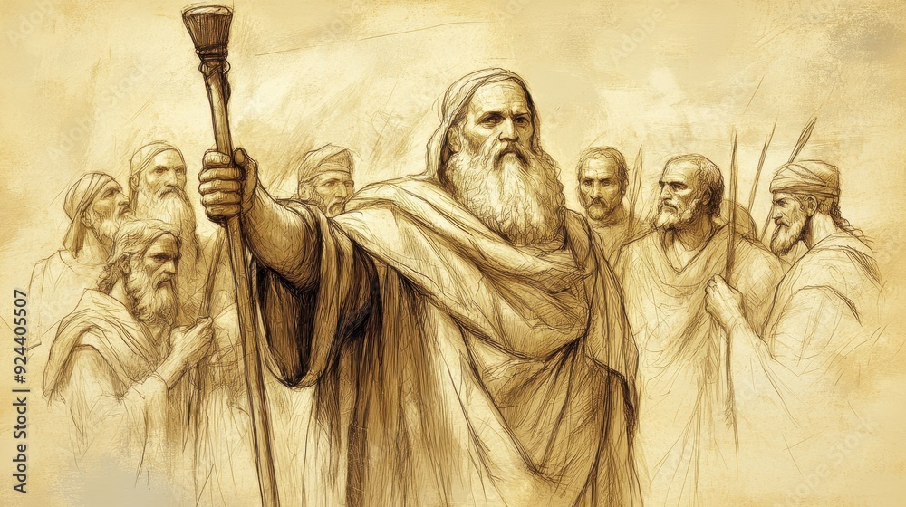 Deuteronomy's Strategy: Moses with Israelite leaders planning conquest ...