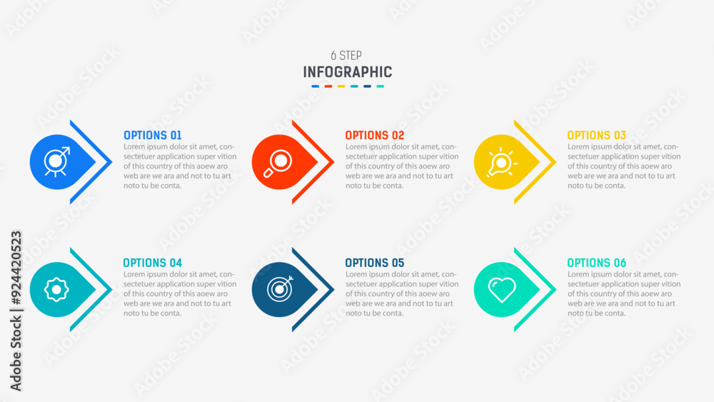 Business infographics design for Six Step, option, parts or process ...