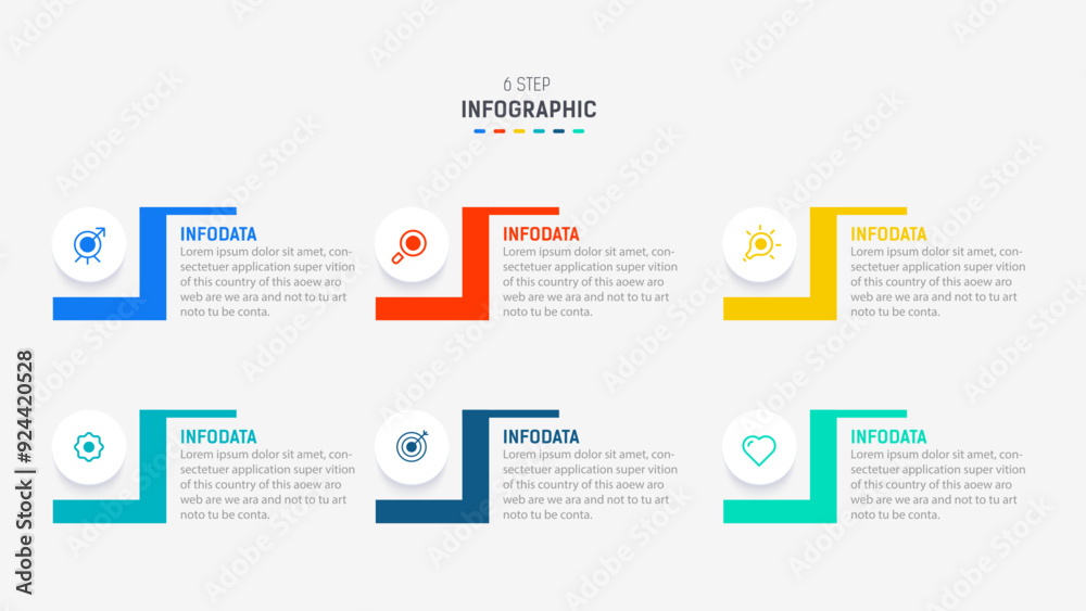 Business infographics design for Six Step, option, parts or process ...