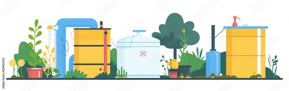 Water Tank Illustration: Rainwater Harvesting for Sustainable Living ...