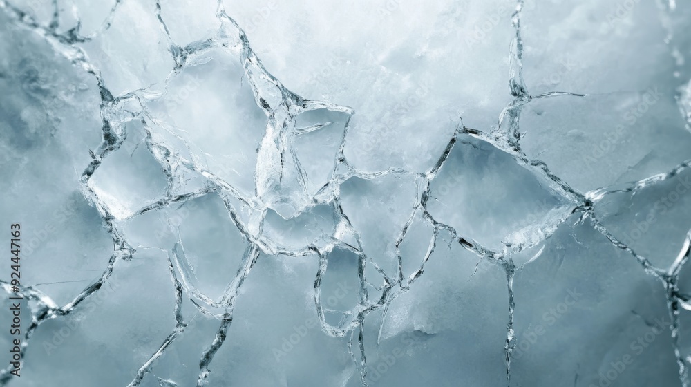 A realistic rendering of a piece of ice breaking apart, with veins of ...