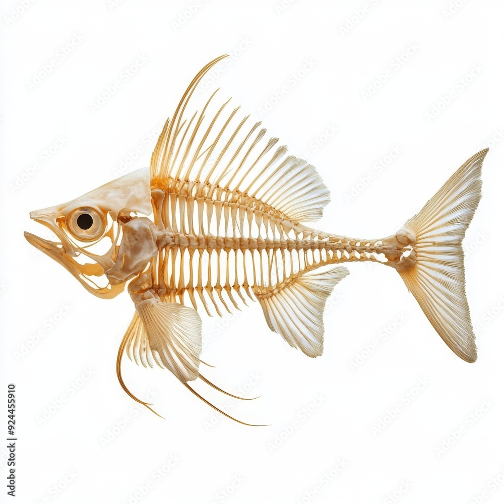 Anatomical Elegance: The Detailed Dissection of a Fish Skeleton Laid ...