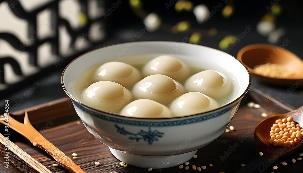 There are six glutinous rice balls in the bowl. The glutinous rice ...