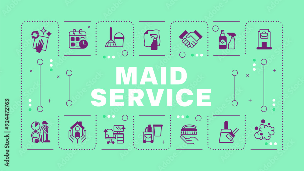 Maid service green word concept. Commercial cleaning. Professional ...