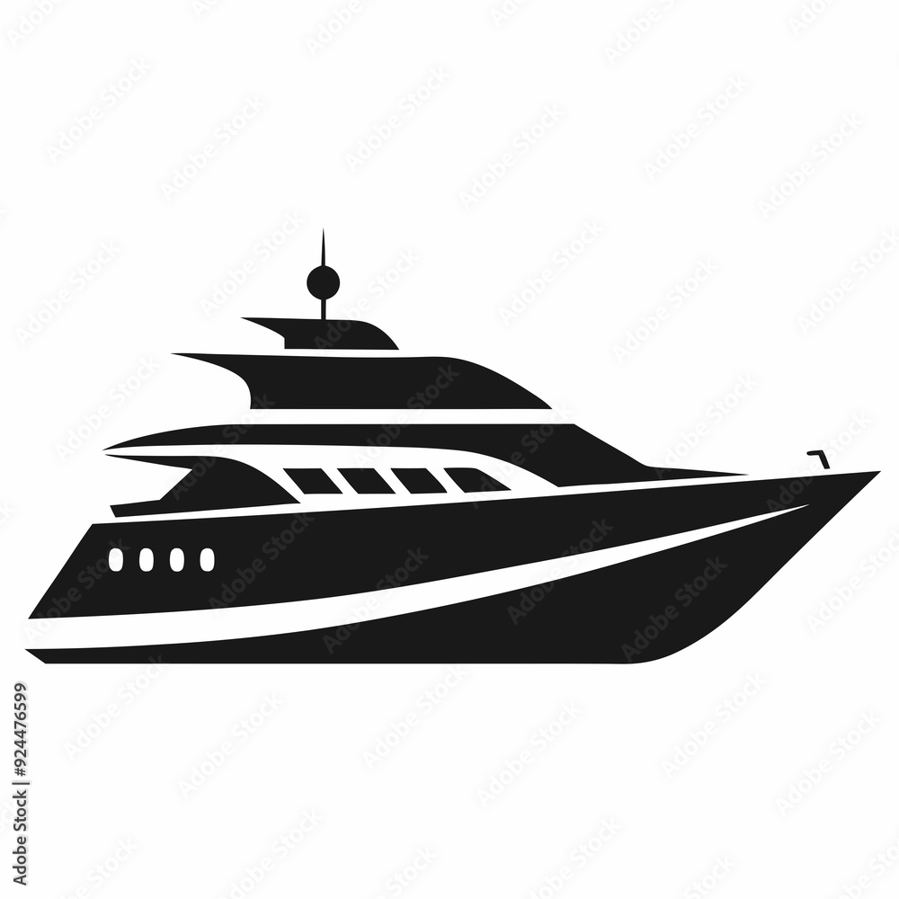 luxury yacht isolated on white, luxury yacht vector illustration ...