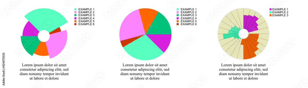Editable pie circular circle diagram infographics collection charts ...