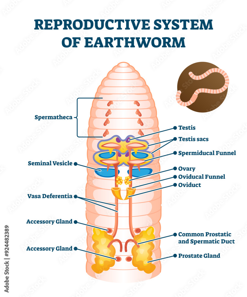 Reproductive system of earthworm illustration, transparent background ...