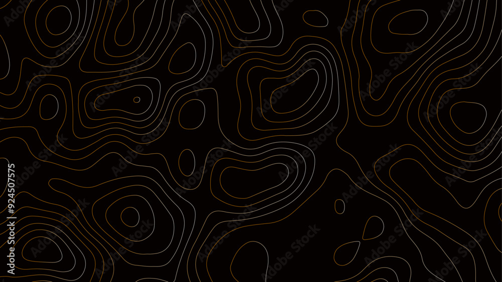 Modern design with black background with topographic wavy. Wave ...