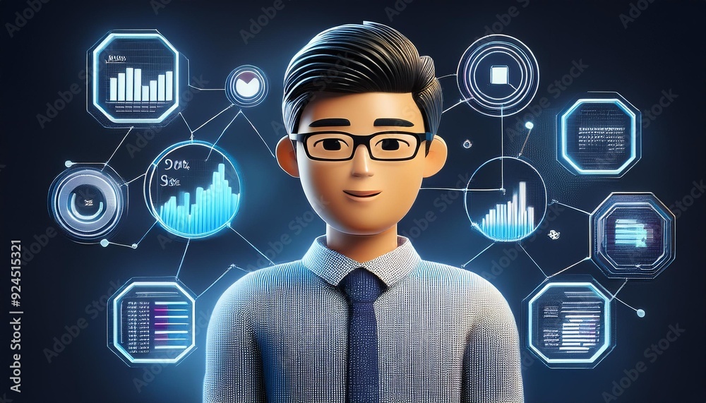 HR data analysis employee icons and statistical graphs, Generative ai ...