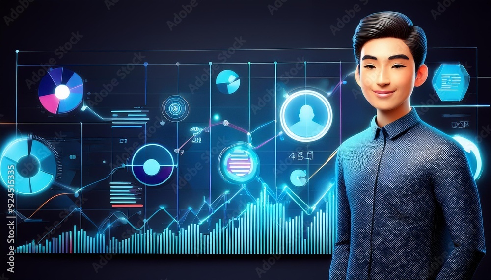 HR data analysis employee icons and statistical graphs, Generative ai ...