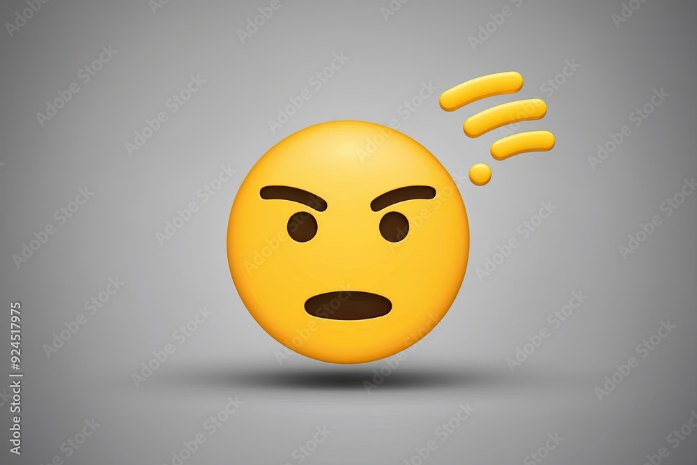 3D Thinking Face Emoji Conflicted Yellow Emoticon for Expression and ...