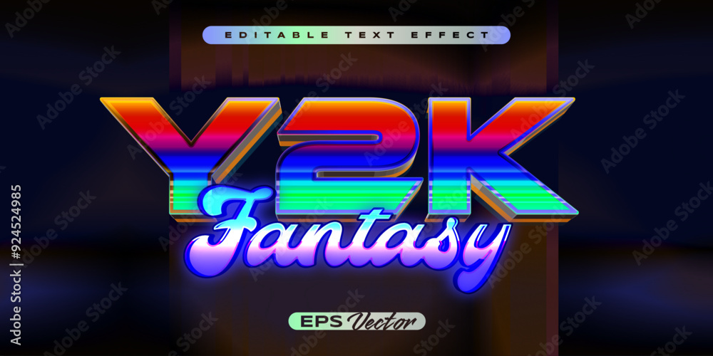 Editable Y2K retro text effect with futuristic 80s classic style ...