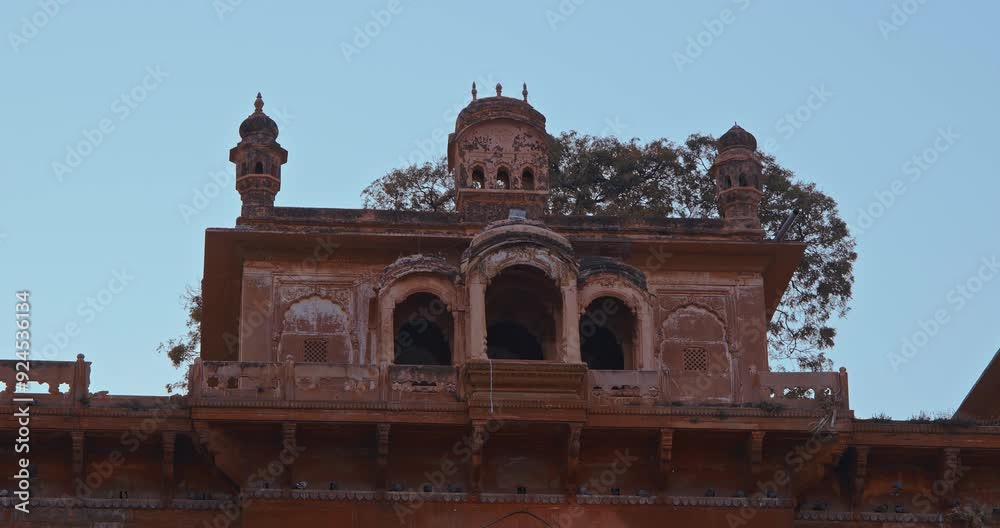 Varanasi, India. Close-up View On Roof Top Of Chet Singh Ghat, With ...