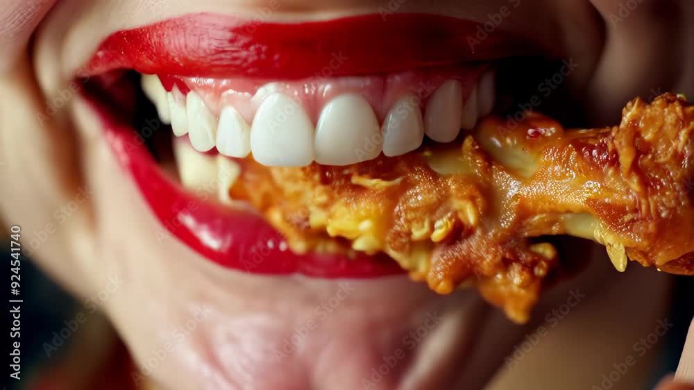 A close-up shot captures an inviting scene where a woman with glossy ...