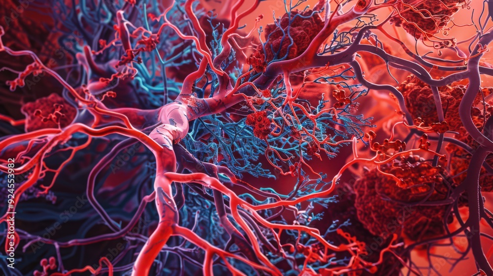 Artistic depiction of the circulatory system, illustrating the network ...