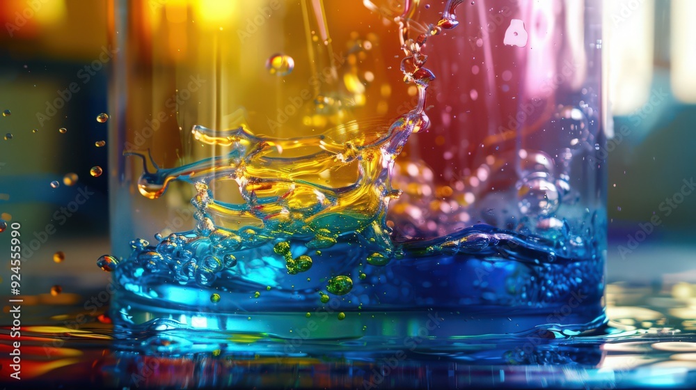 Artistic representation of a color change reaction, showing how ...