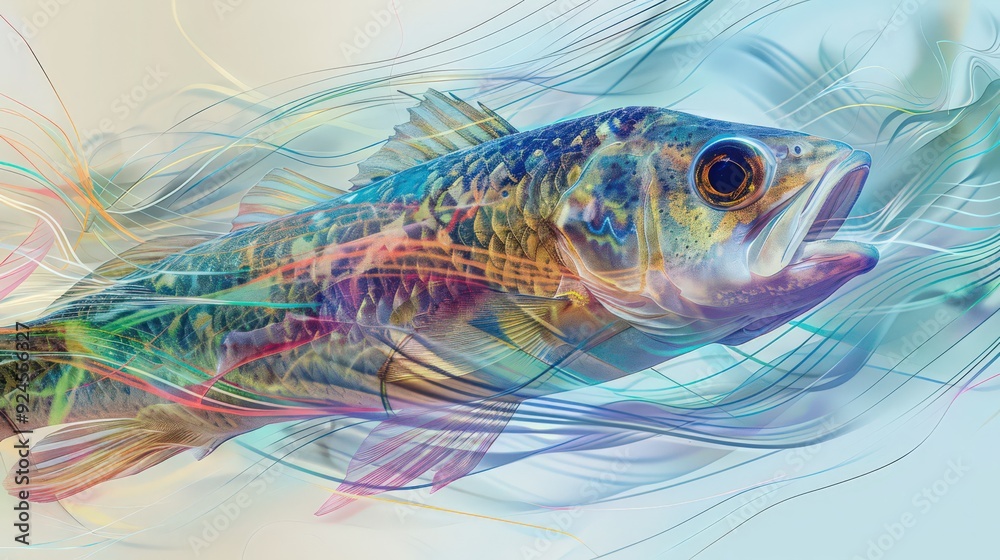 Artistic representation of a fish's lateral line system, demonstrating ...