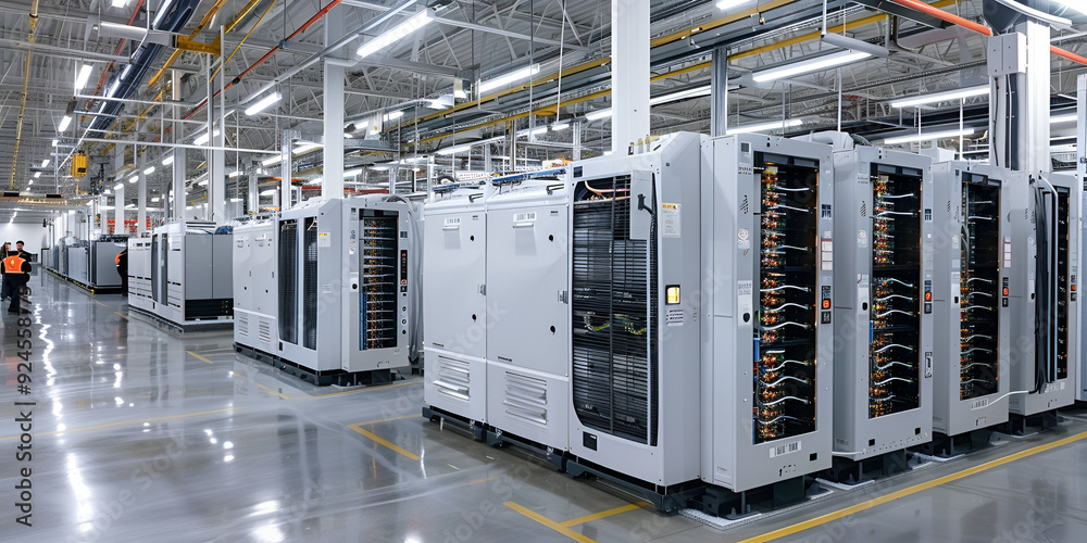 Large-Scale Battery Storage Facility with Rows of Modern Energy Storage ...