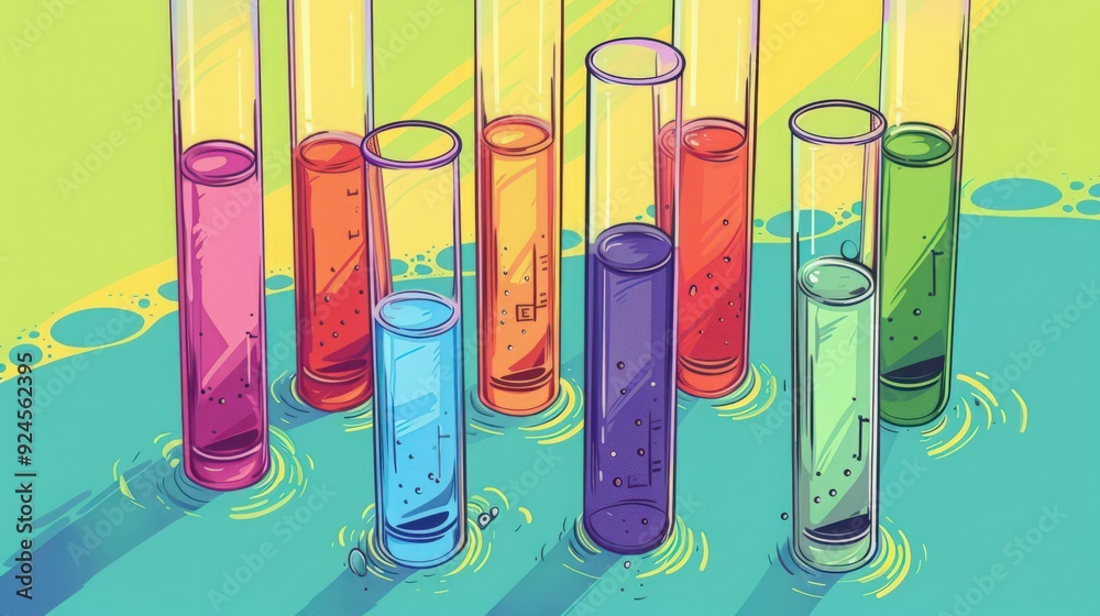 Illustration of test tubes with different pH indicators, showing how ...