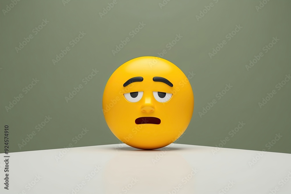 Melancholic 3D Face Emoji Expressing Itchy Sorrow with Yellow Color and ...