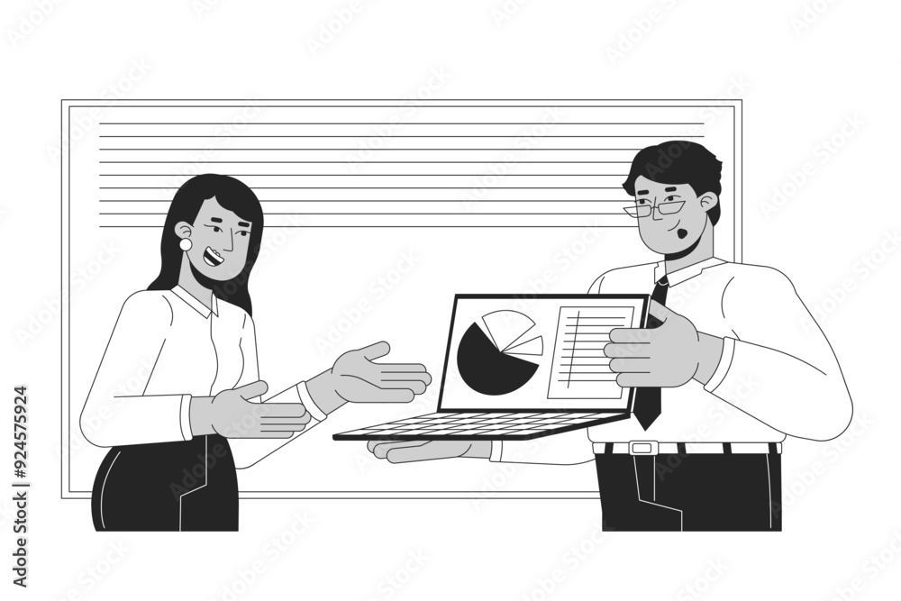 Double checking data with manager black and white flat line ...