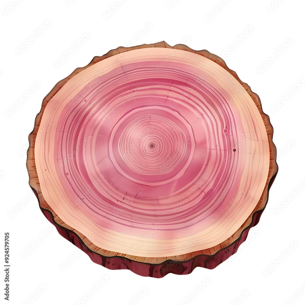 Pink Tree Trunk Cross Section with Transparent Background - A Detailed ...