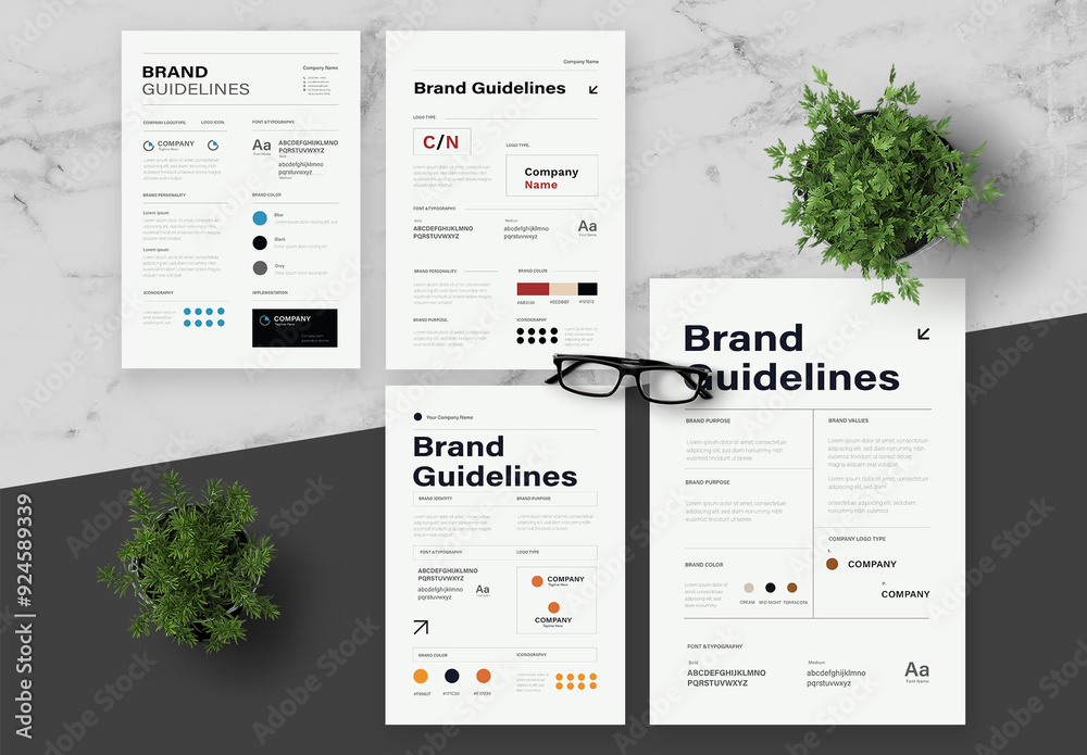 Black and Grey Minimalist Clean Brand Guidelines Stock Template | Adobe ...