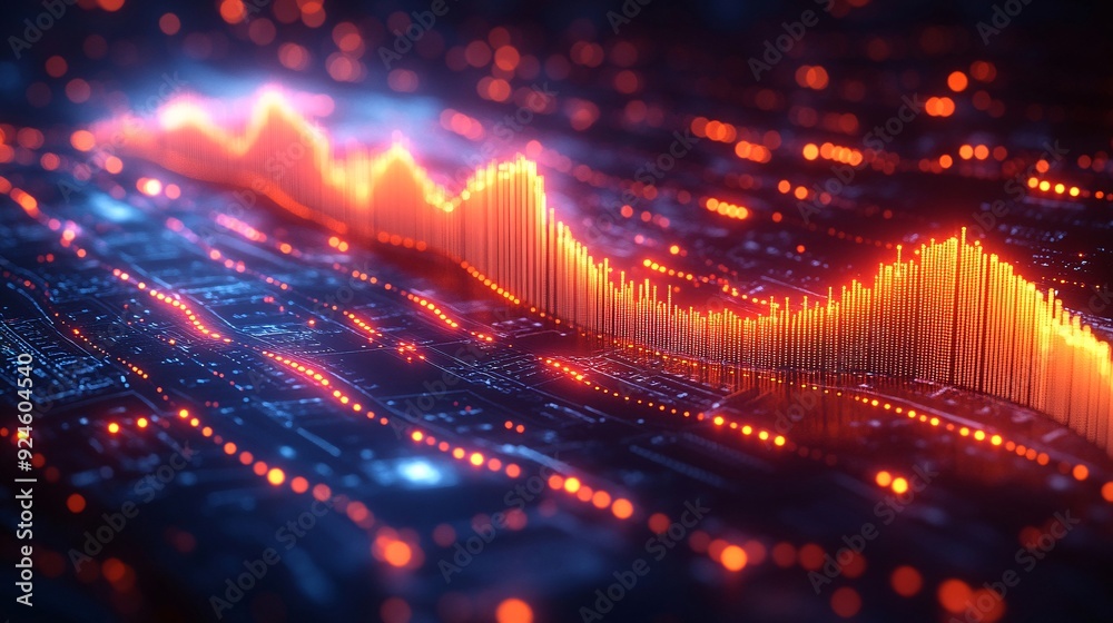 Performance Metrics Analysis: Detailed charts and glowing key points in ...
