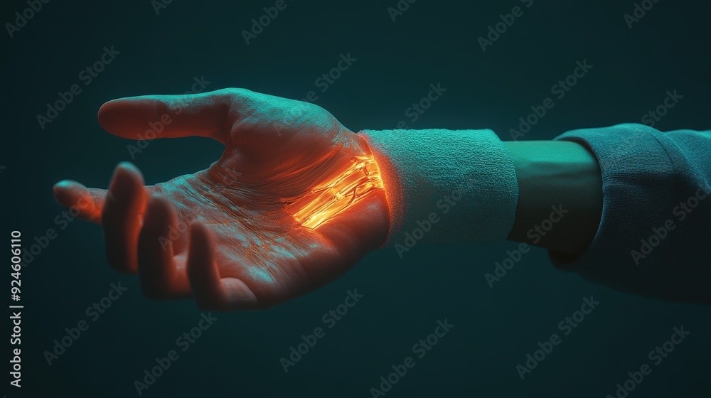 A person holds a wrist with an apparent injury, revealing a splint and ...