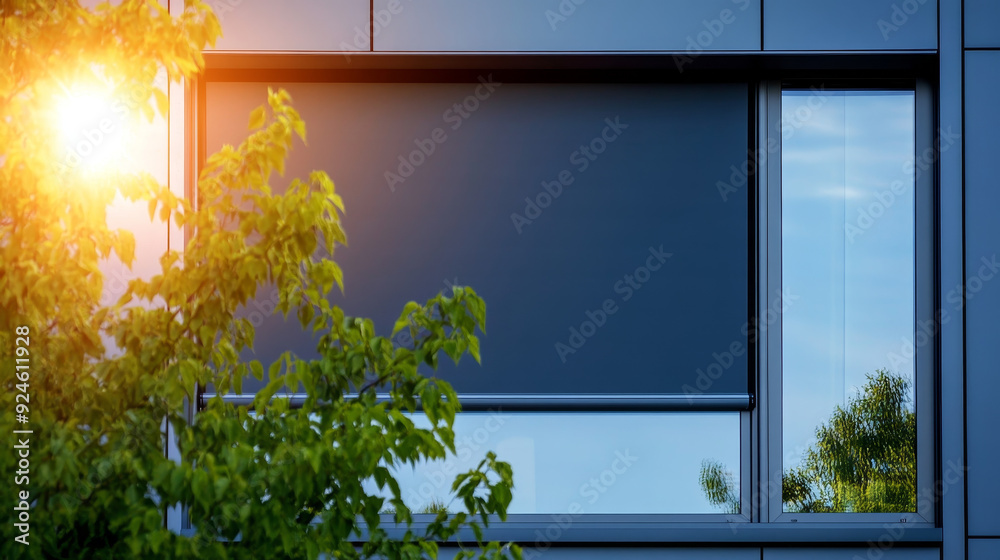 visual depicting external roller blinds installed on modern windows ...