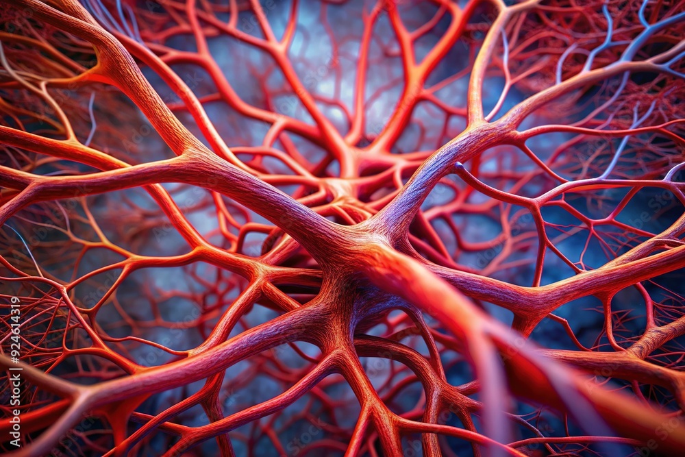 Macro view of human capillary network, intricate web of thin blood ...