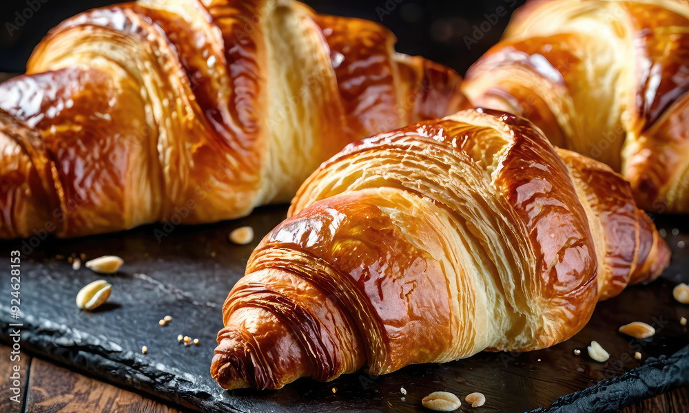 Delicate, golden croissants with beautifully defined flaky layers are ...