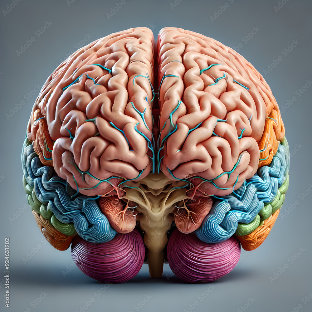 3D Human brain anatomy illustration for a neuroscience textbook ...