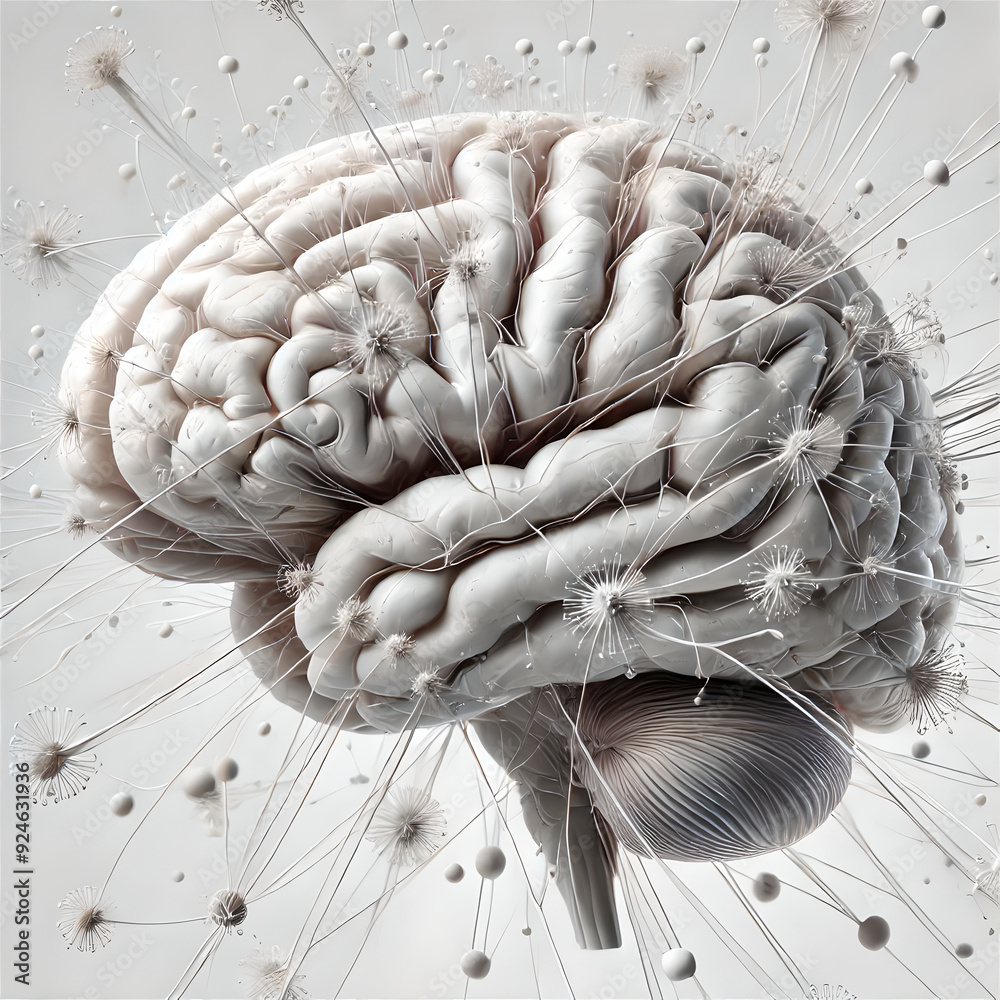 3D Human brain anatomy illustration for a neuroscience textbook ...