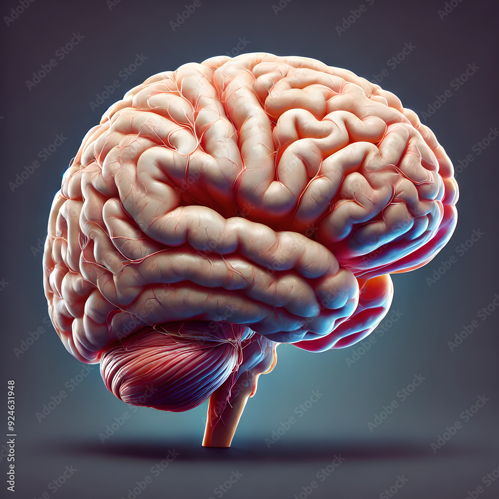 3D Human brain anatomy illustration for a neuroscience textbook ...
