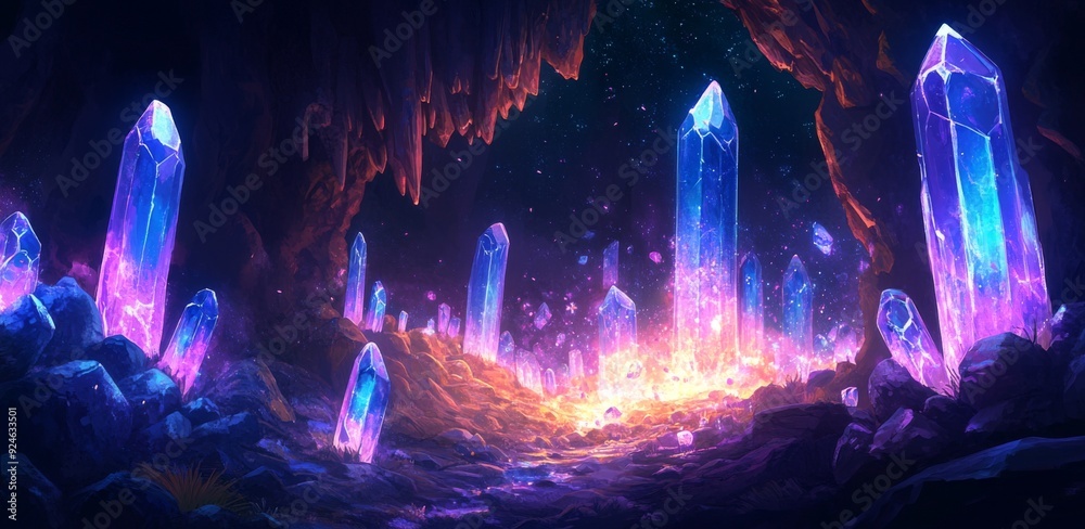 Fantasy Crystal Caverns: A Luminous Realm of Glowing Crystals and ...