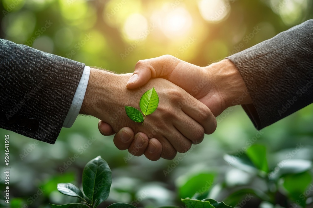 partnership making handshake, agreement for reduce CO2 emissions carbon ...