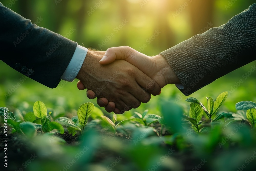 partnership making handshake, agreement for reduce CO2 emissions carbon ...