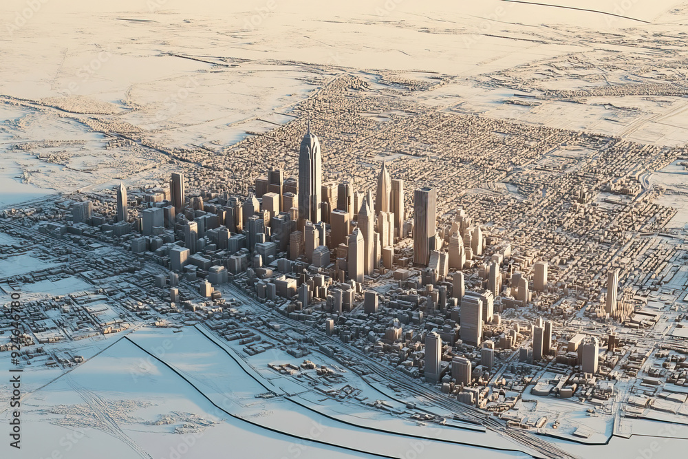 Technical aerial visual, 3D LiDAR GIS aerial map satellite scan model ...