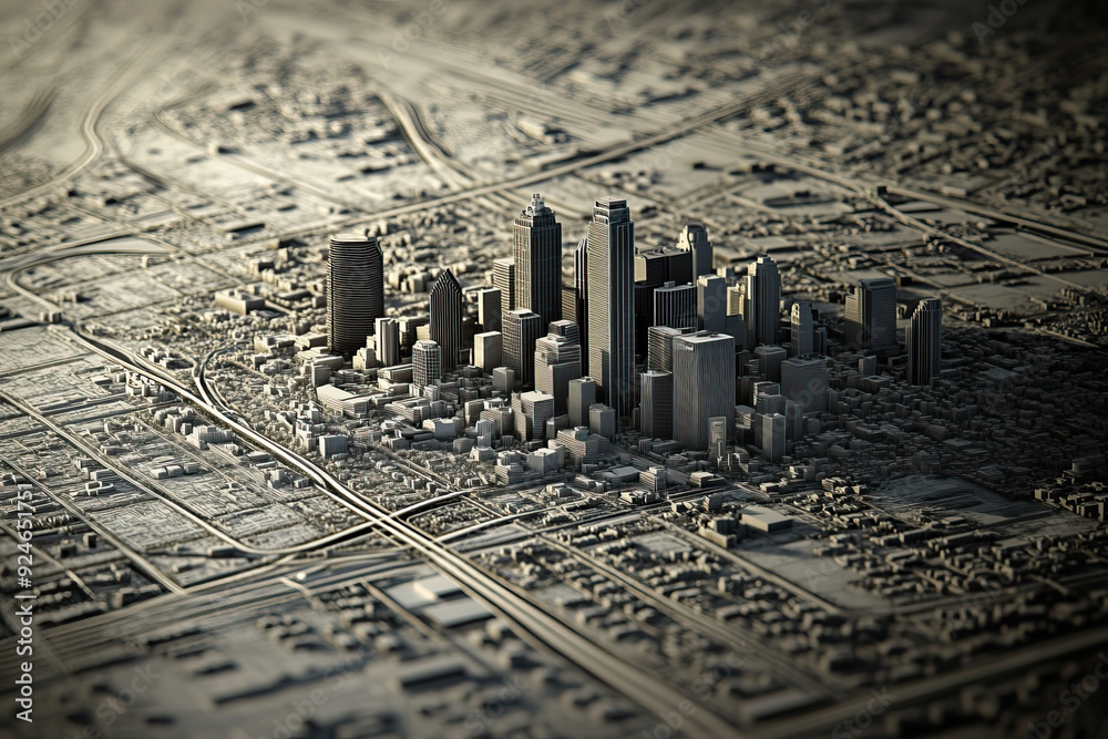 Technical aerial visual, 3D LiDAR GIS aerial map satellite scan model ...