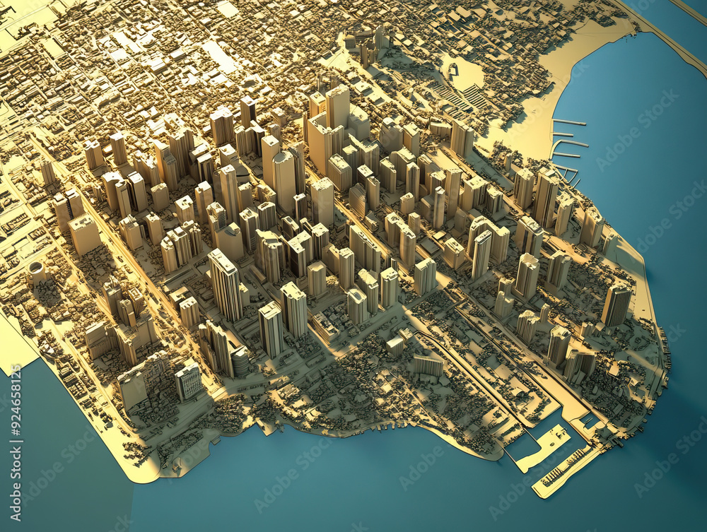 Technical aerial visual, 3D LiDAR GIS aerial map satellite scan model ...