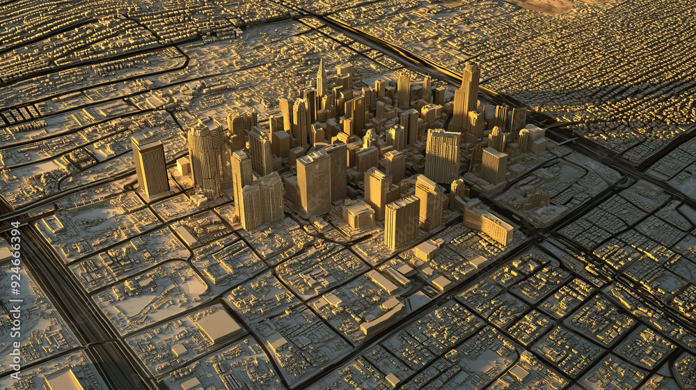 Technical aerial visual, 3D LiDAR GIS aerial map satellite scan model ...