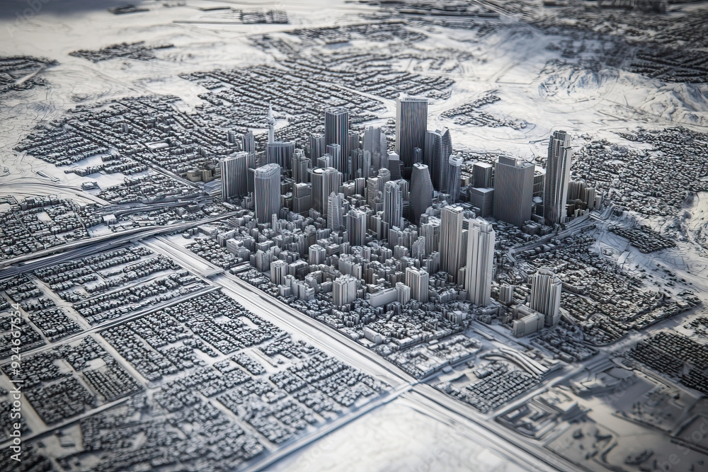 Technical aerial visual, 3D LiDAR GIS aerial map satellite scan model ...