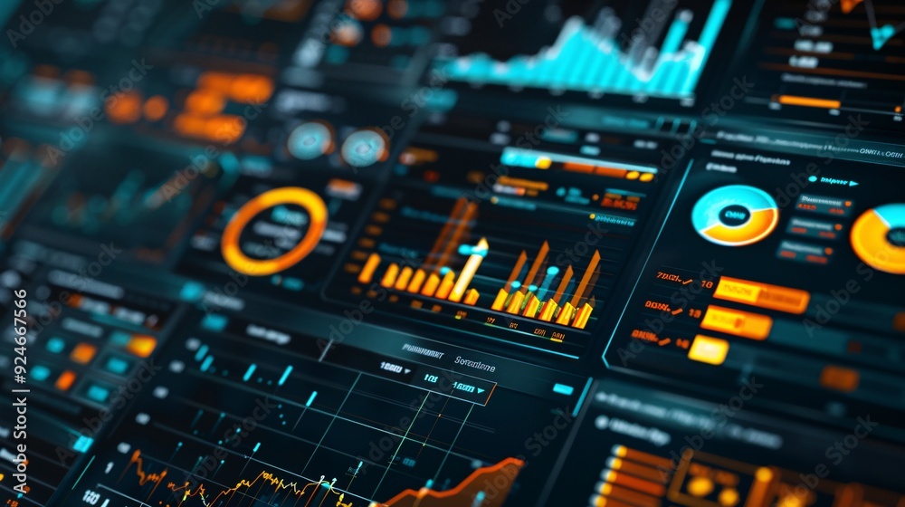 Digital background featuring a sleek analytics dashboard with brand ...