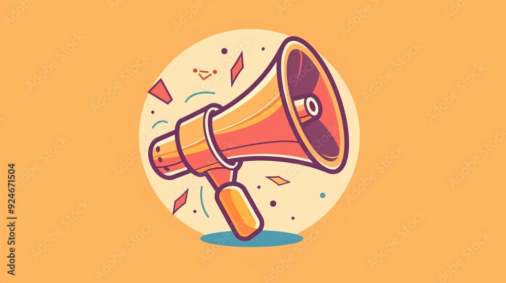 Marketing megaphone clipart, sound waves, flat vector art, simple ...