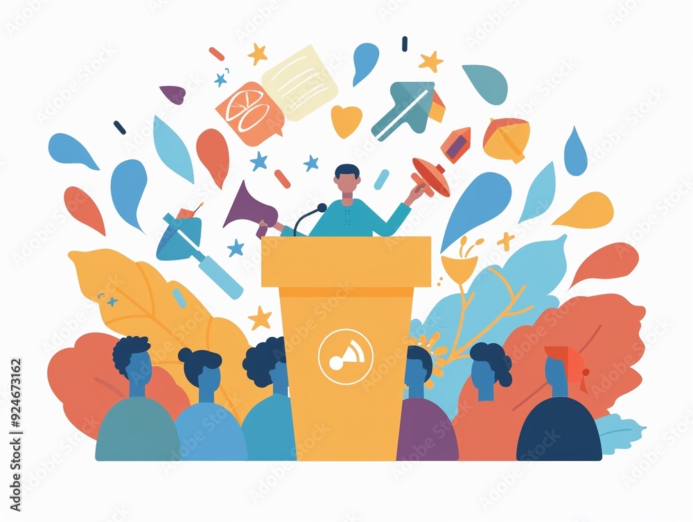 Student council and leadership clipart, election, flat vector art ...