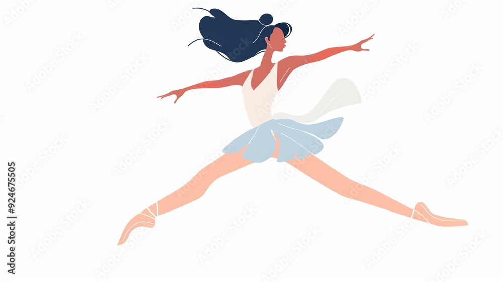 Ballet dancer in a leap clipart, flat vector art, graceful performance ...