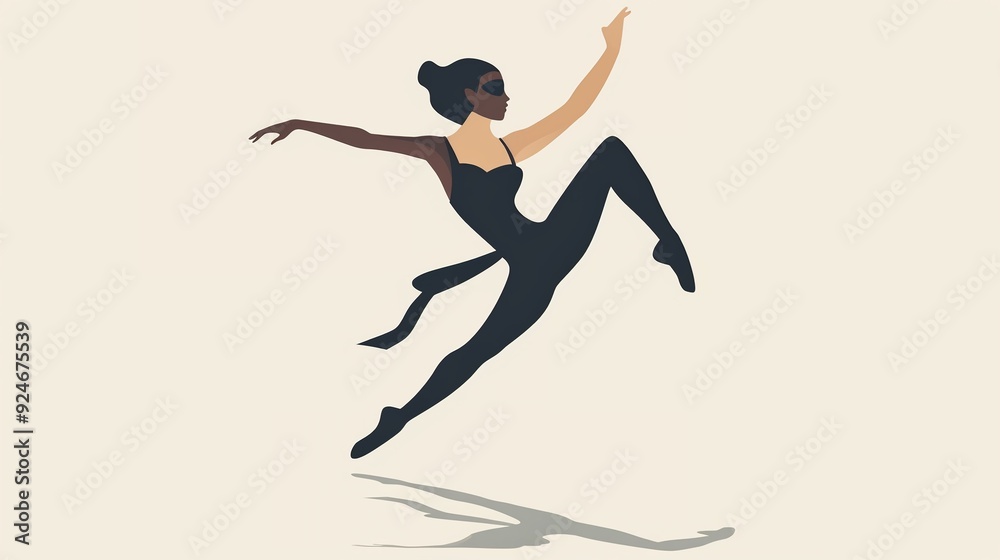 Ballet dancer in a leap clipart, flat vector art, graceful performance ...