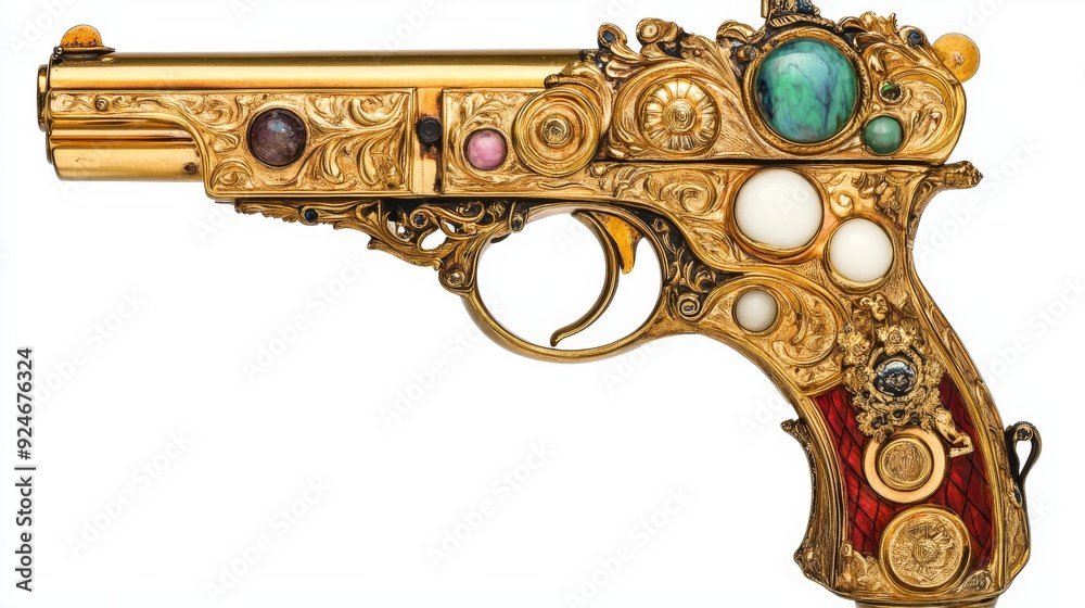 PNG cutout of old pirate flintlock pistol, pirate gun weapon on a ...